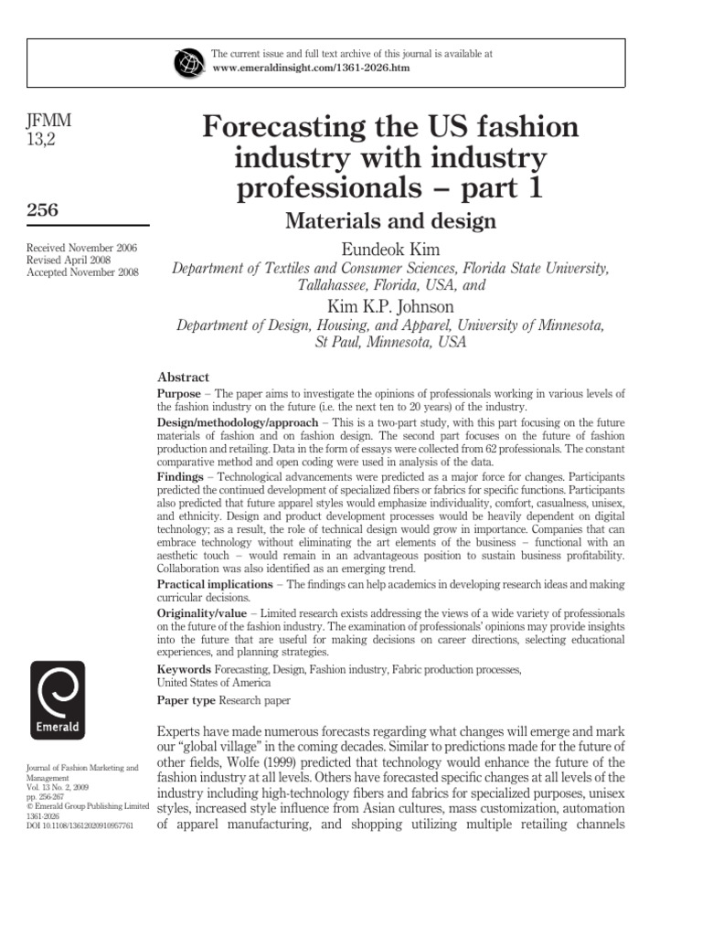 Forecasting The US Fashion Industry With Industry Professionals - Part ...