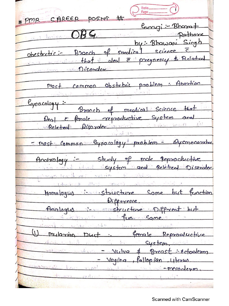 ObG Hand Written Notes | PDF