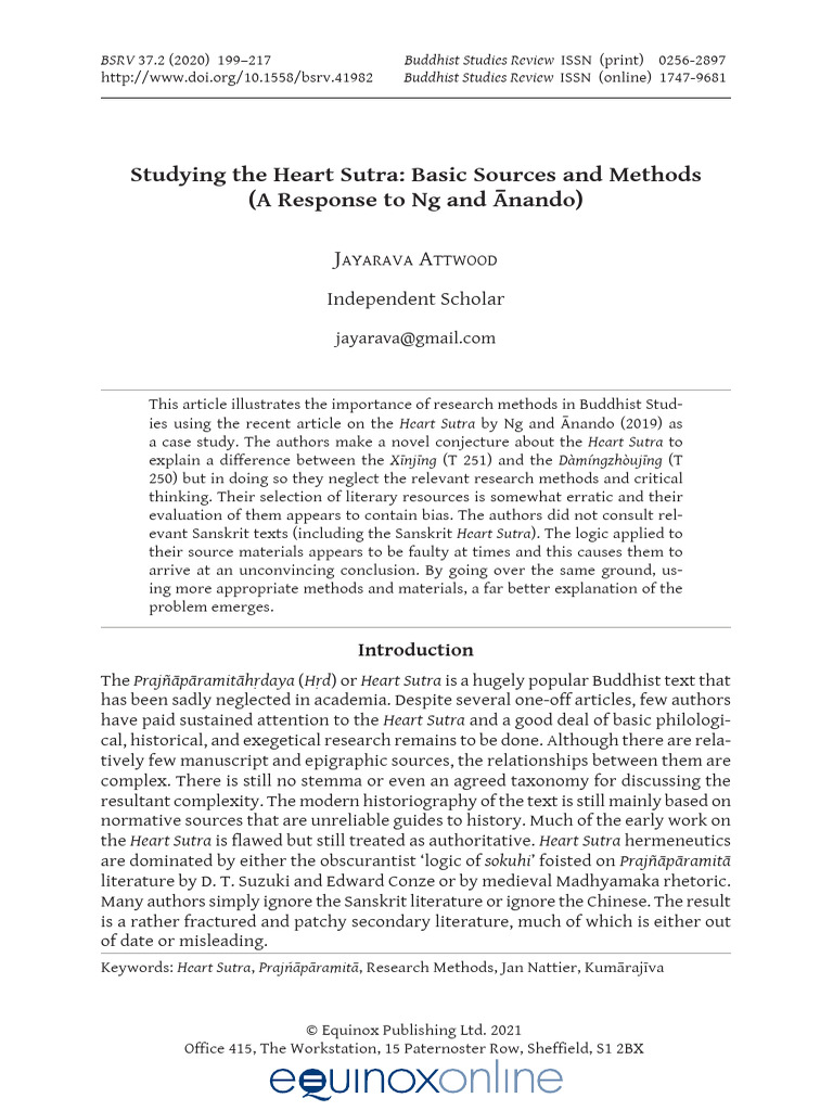 Studying The Heart Sutra Pdf śūnyatā Buddhist Texts