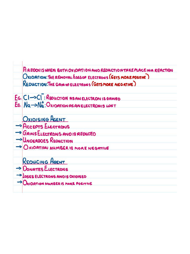 Redox Reactions Notes | PDF