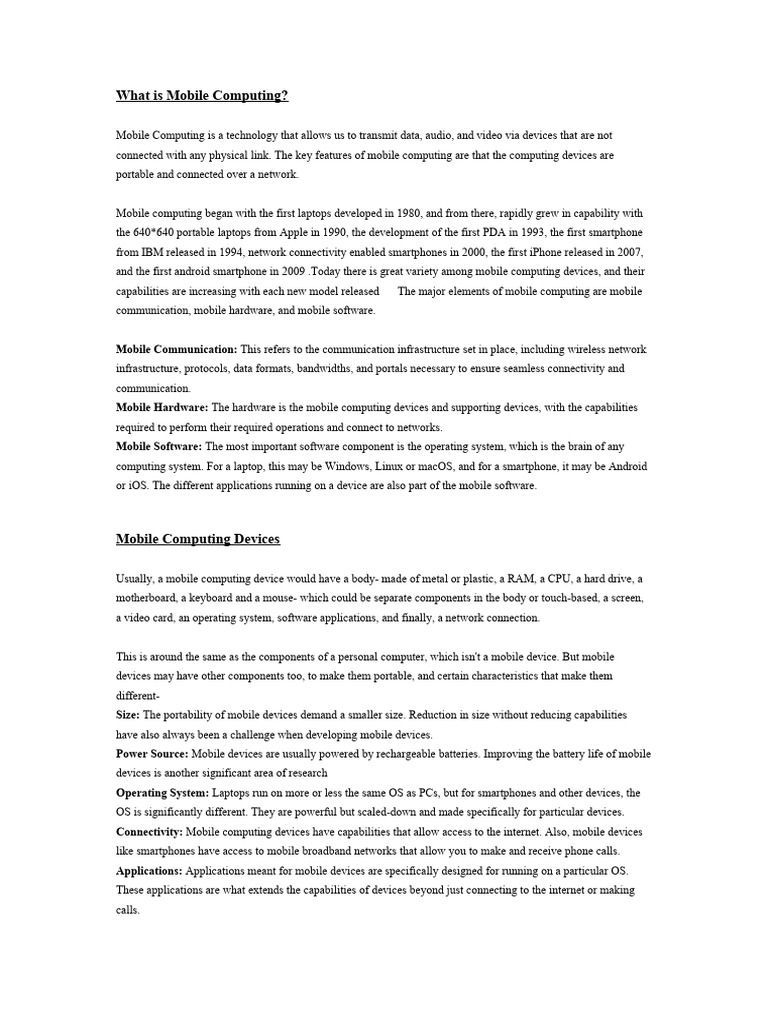 What Is Mobile Computing | PDF | Mobile Computing | Smartphone