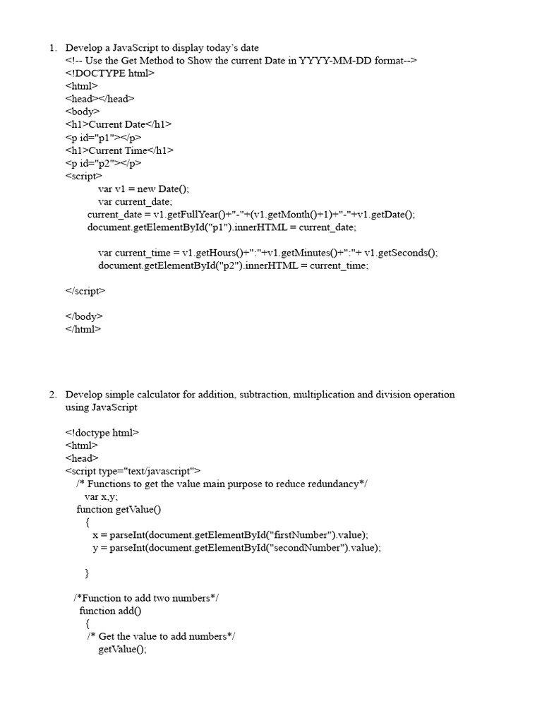 Javascript Lab Programs Updates Pdf Java Script Multiplication