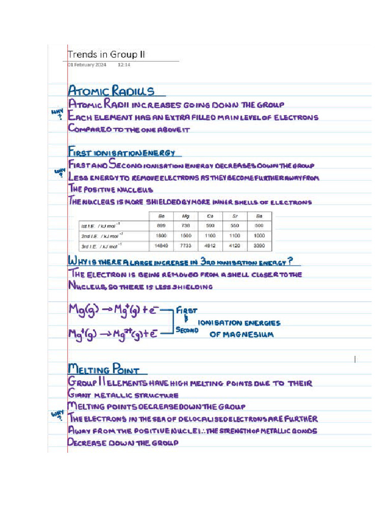 Trends in Group 2 Notes | PDF