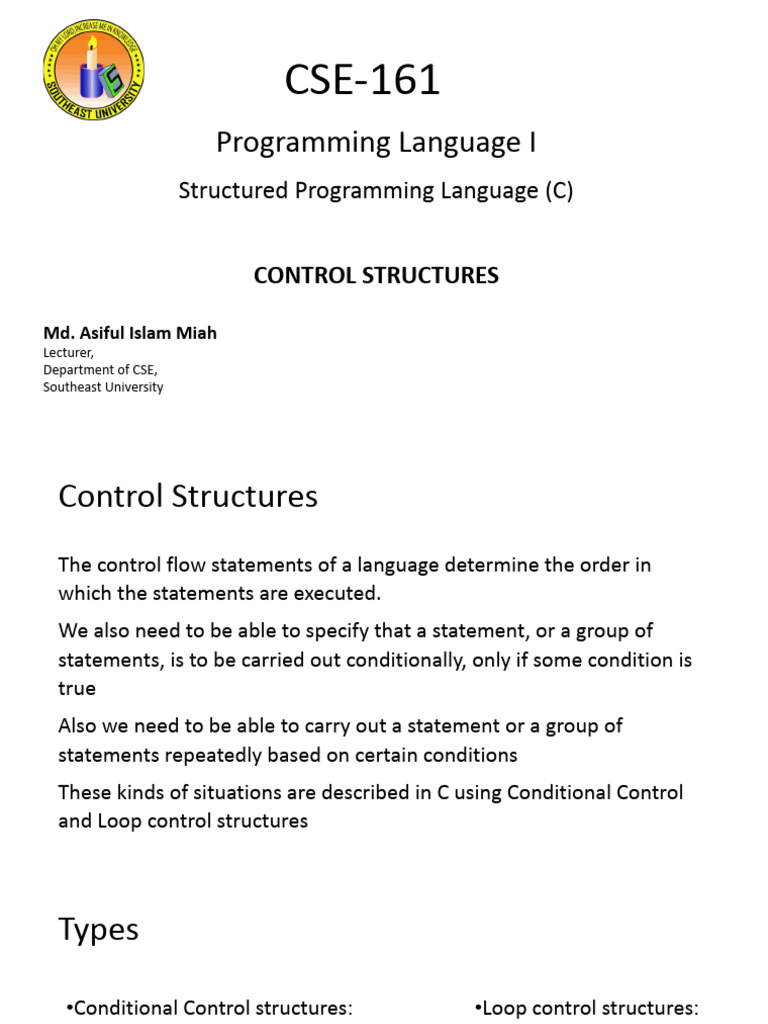 Control Structures - PPTX - 1 | PDF | Control Flow | Computer Engineering