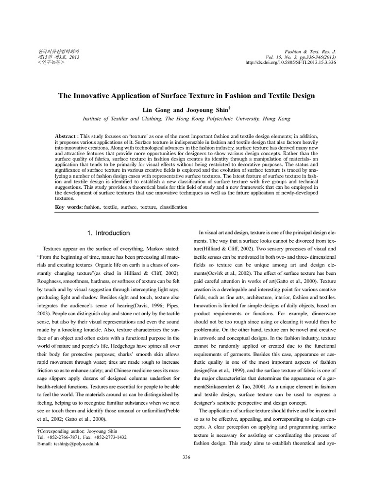 The Innovative Application of Surface Texture in Fashion and Textile ...