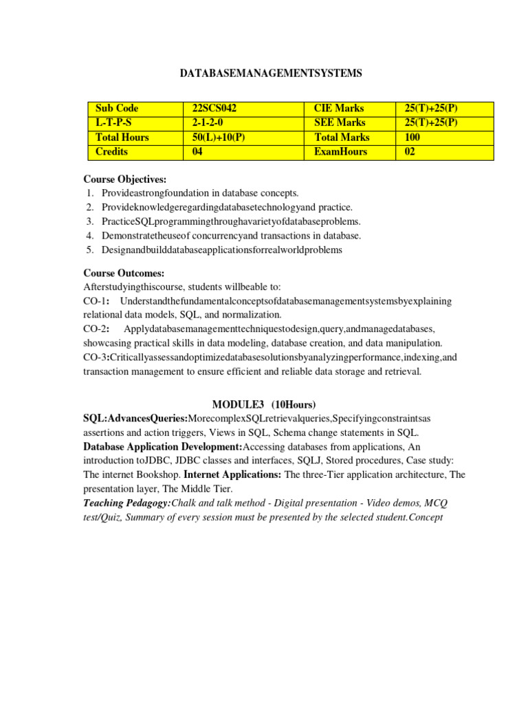 DBMS Module 3 | PDF | Relational Database | Databases