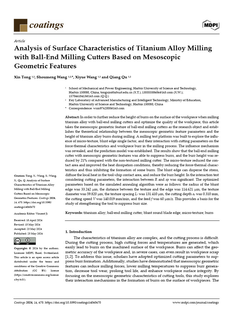 Analysis of Surface Characteristics of Titanium Al | PDF | Materials