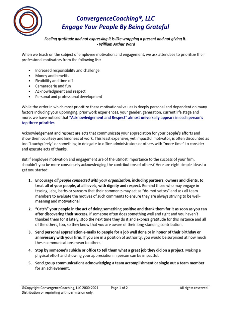 Engage Your People by Being Grateful Article | PDF | Gratitude | Social ...