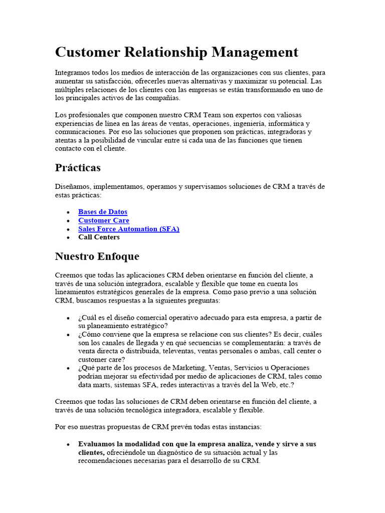 Customer Relationship Management | PDF | Gestión de la relación con el ...