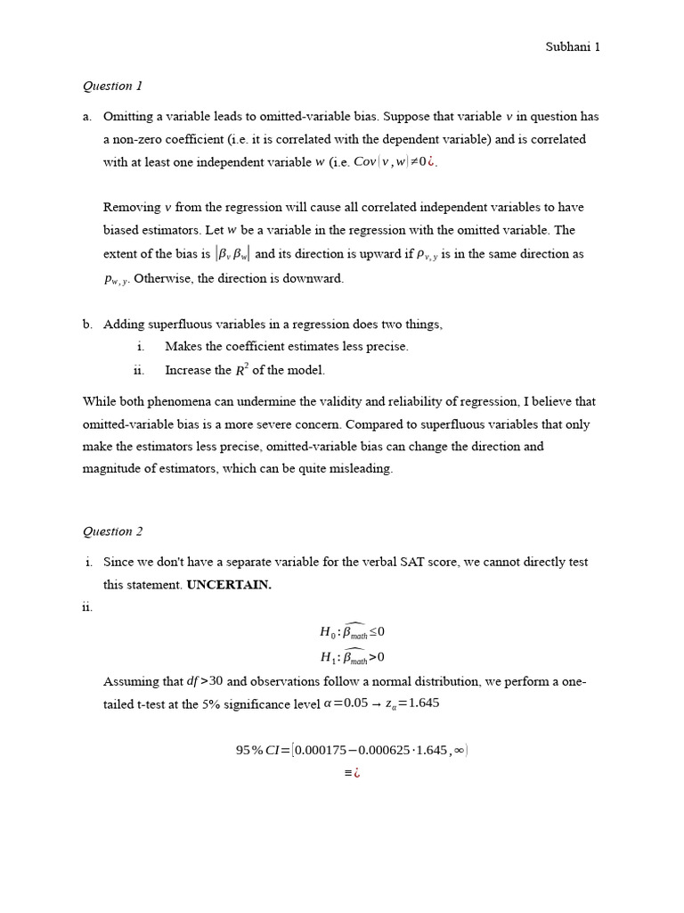 Problem Set 1 Sas9891 Pdf Statistical Significance Linear