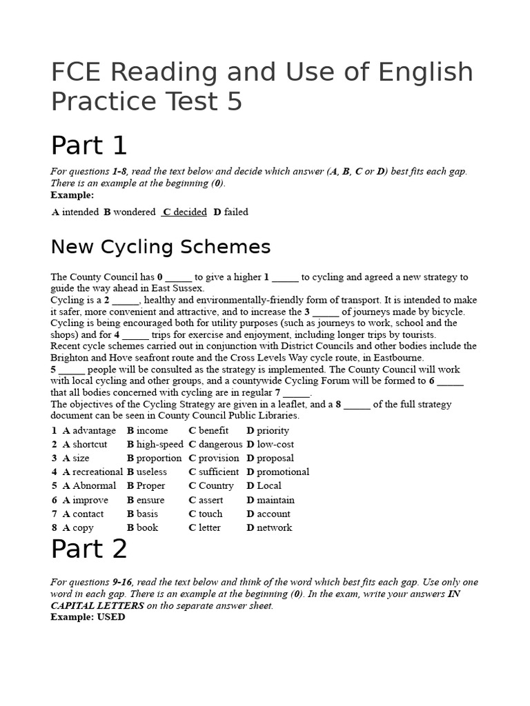 Fce Sample Test 5 Pdf Linguistics