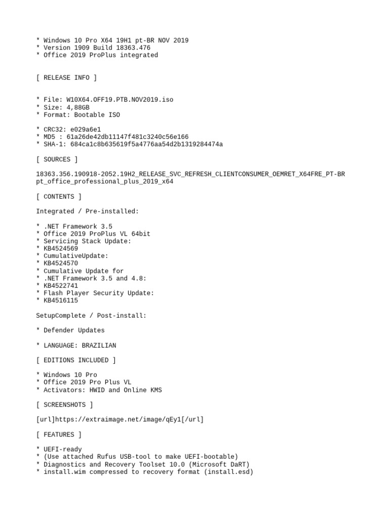 Windows 10 Pro 19H2 with Office 2019 | PDF