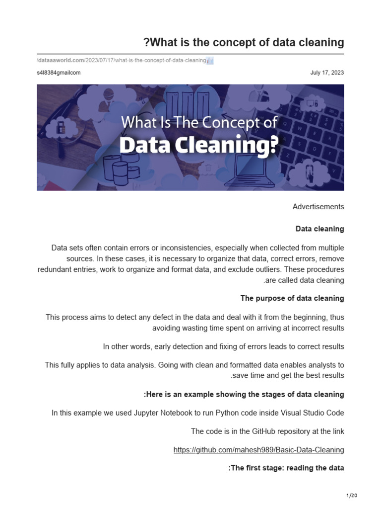 What Is The Concept of Data Cleaning | Download Free PDF | Data | Data Analysis