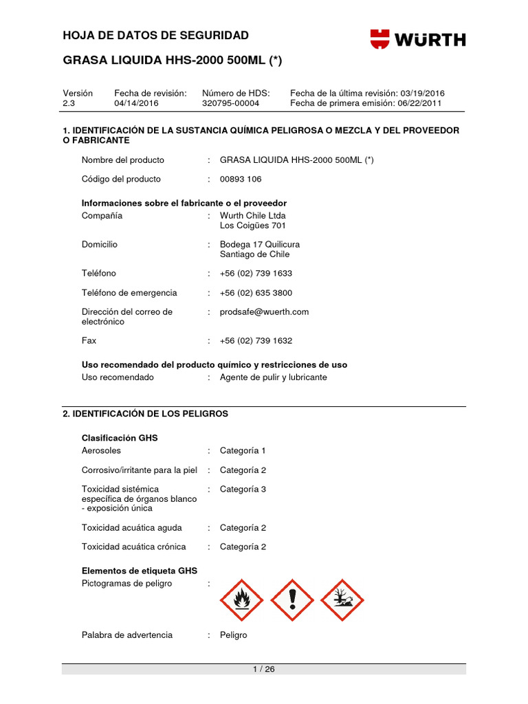 Grasa Liquida HHS-2000 500ML | PDF | Agua | Química