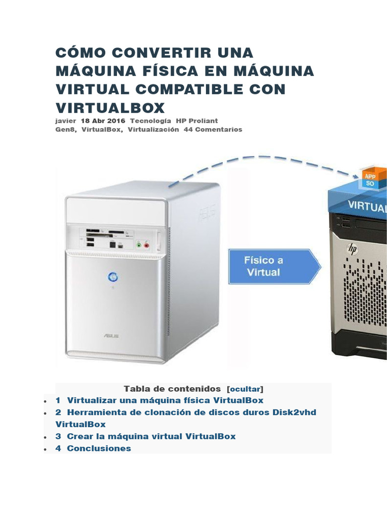 Cómo Convertir Una Máquina Física en Máquina Virtual Compatible Con Virtualbox | PDF | Máquina ...