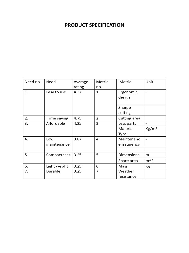 PRODUCT SPECIFICATION | PDF