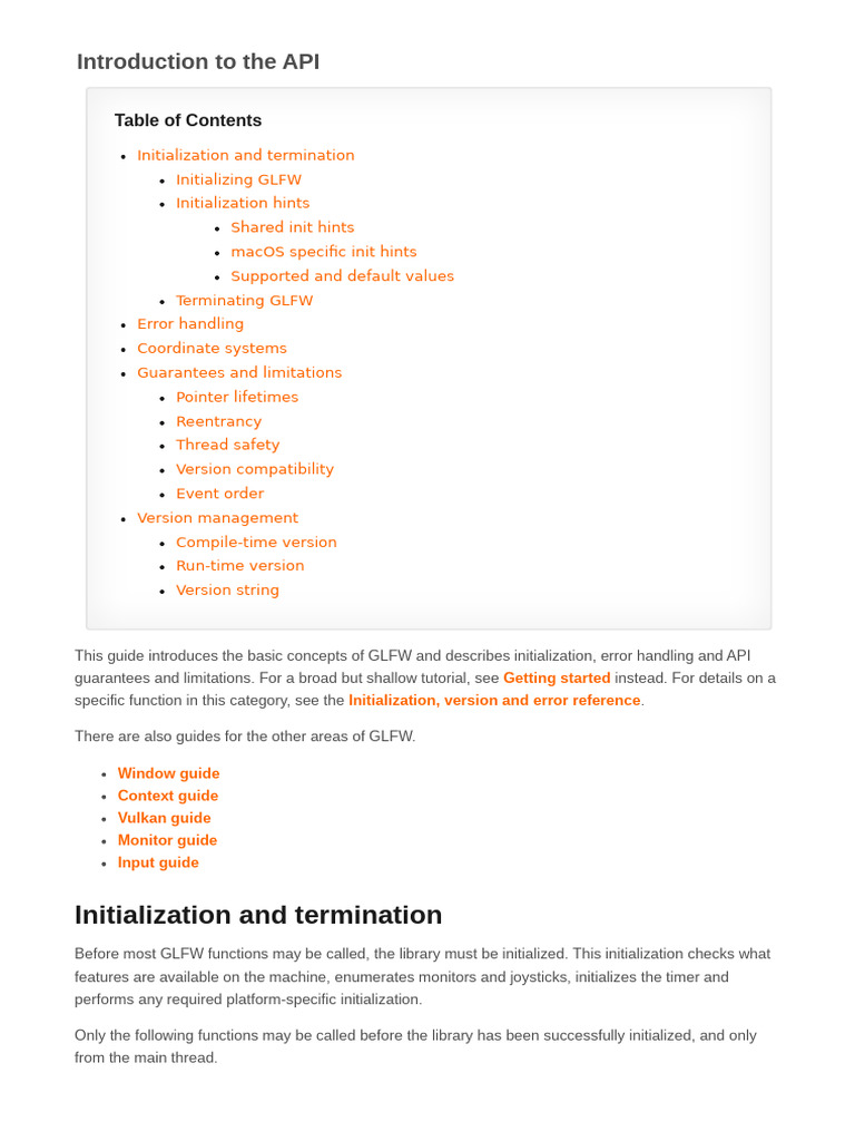GLFW API Initialization Guide | PDF | Callback (Computer Programming ...