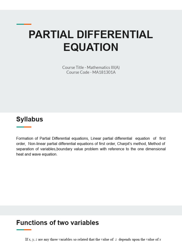 Partial Differential Equations Syllabus | PDF | Science & Mathematics