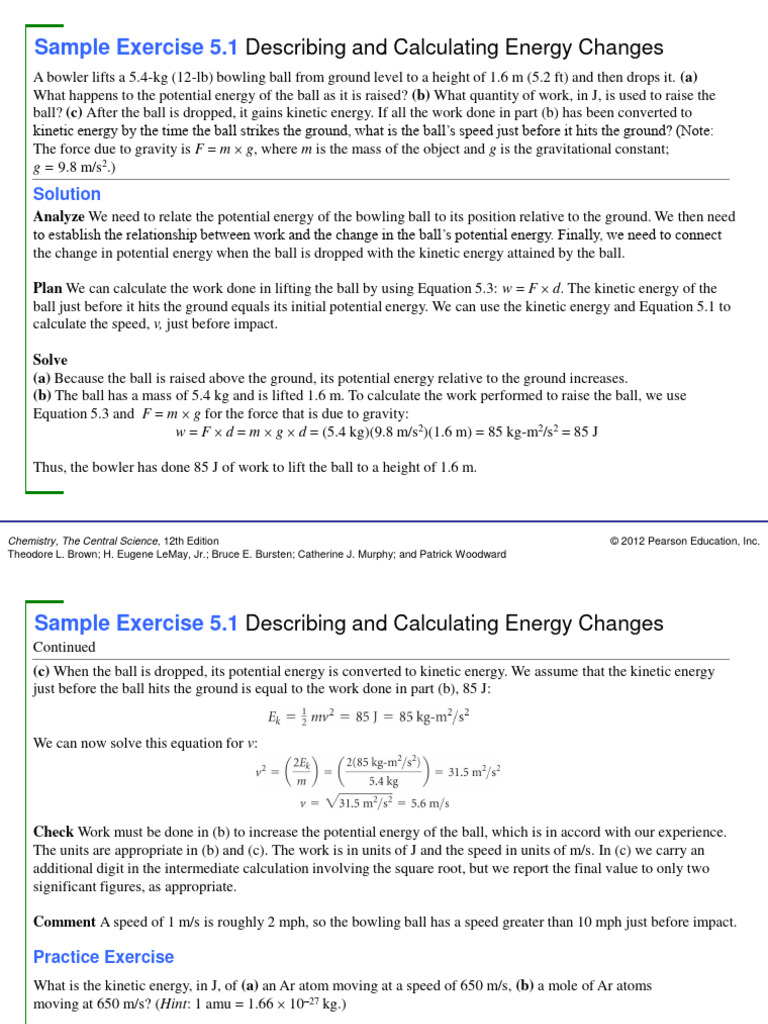 Chapter 5 Worked Examples | Download Free PDF | Potential Energy | Mole ...