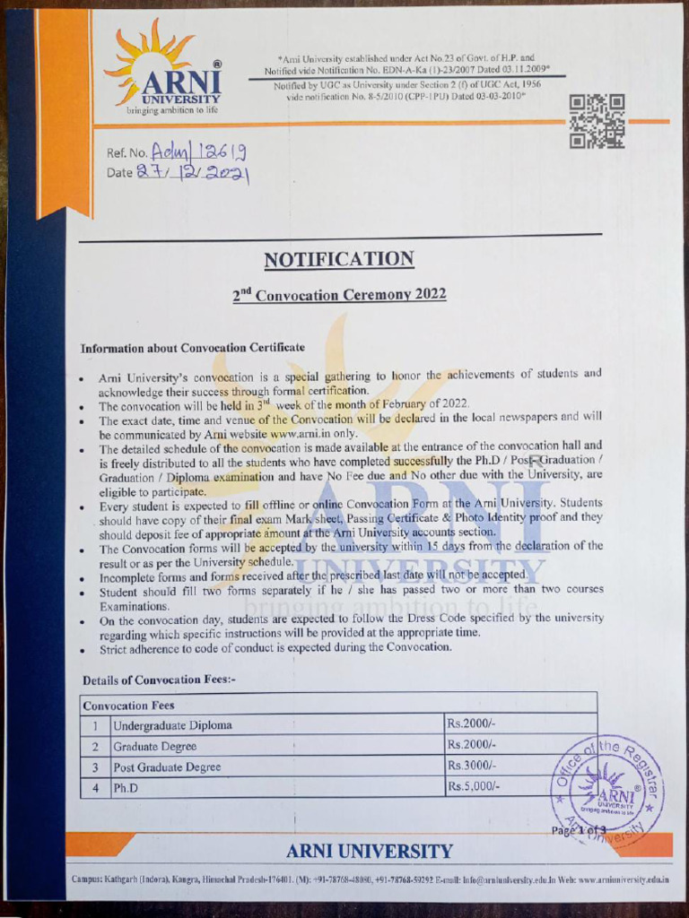Convocation Notice 2022 | PDF