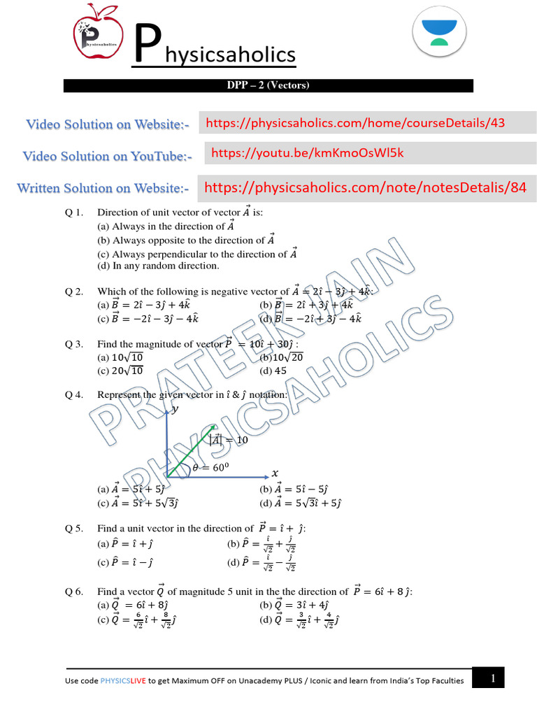 Uploads1655278050DPP 2 Vectors | PDF | Euclidean Vector | Algebra