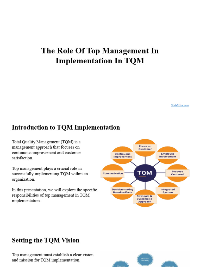 The Role of Top Management in Implementation in TQM | PDF | Quality ...