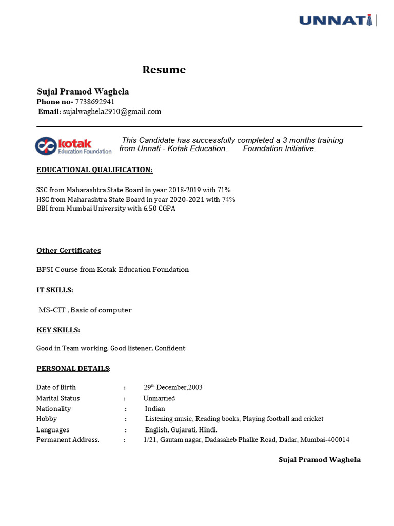 Sujal Resume | PDF Sujal Resume | PDF