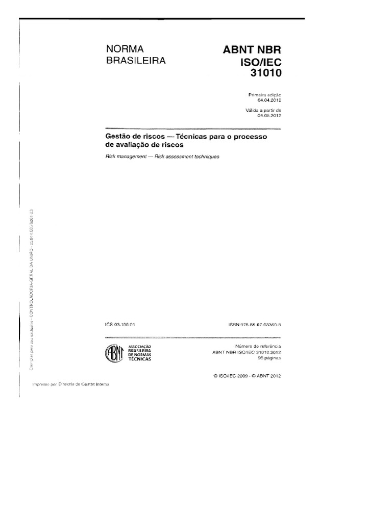 ISO 31010 Gestão de Riscos - Técnicas | PDF