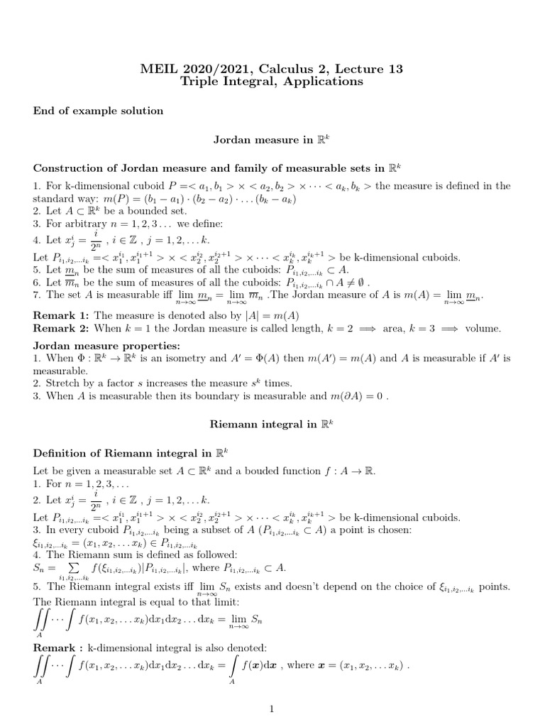 MEIL Cal2 Lecture13 Integrals3 | PDF | Integral | Sphere
