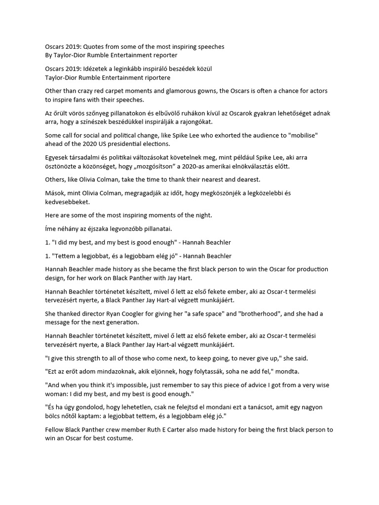 Oscars 2019 | PDF Oscars 2019 | PDF