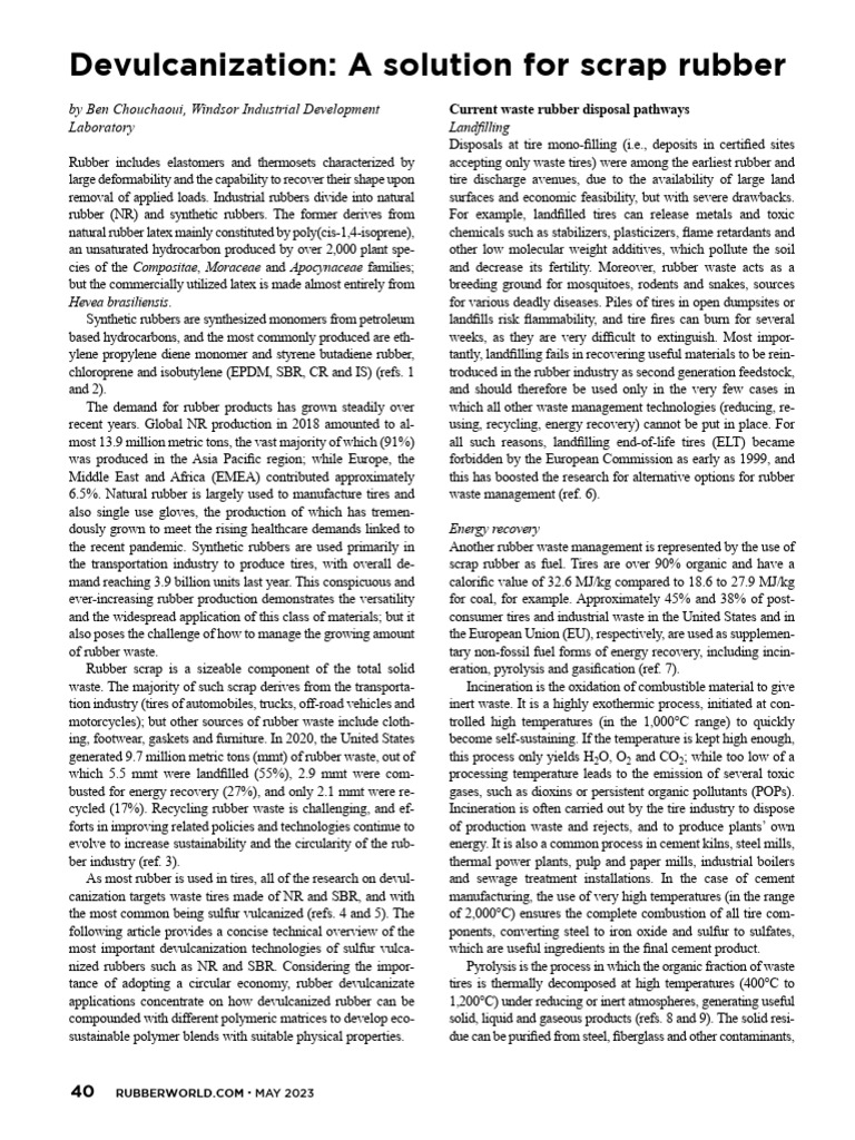 Devulcanization - A Solution For Scrap Rubber | PDF | Supercritical ...