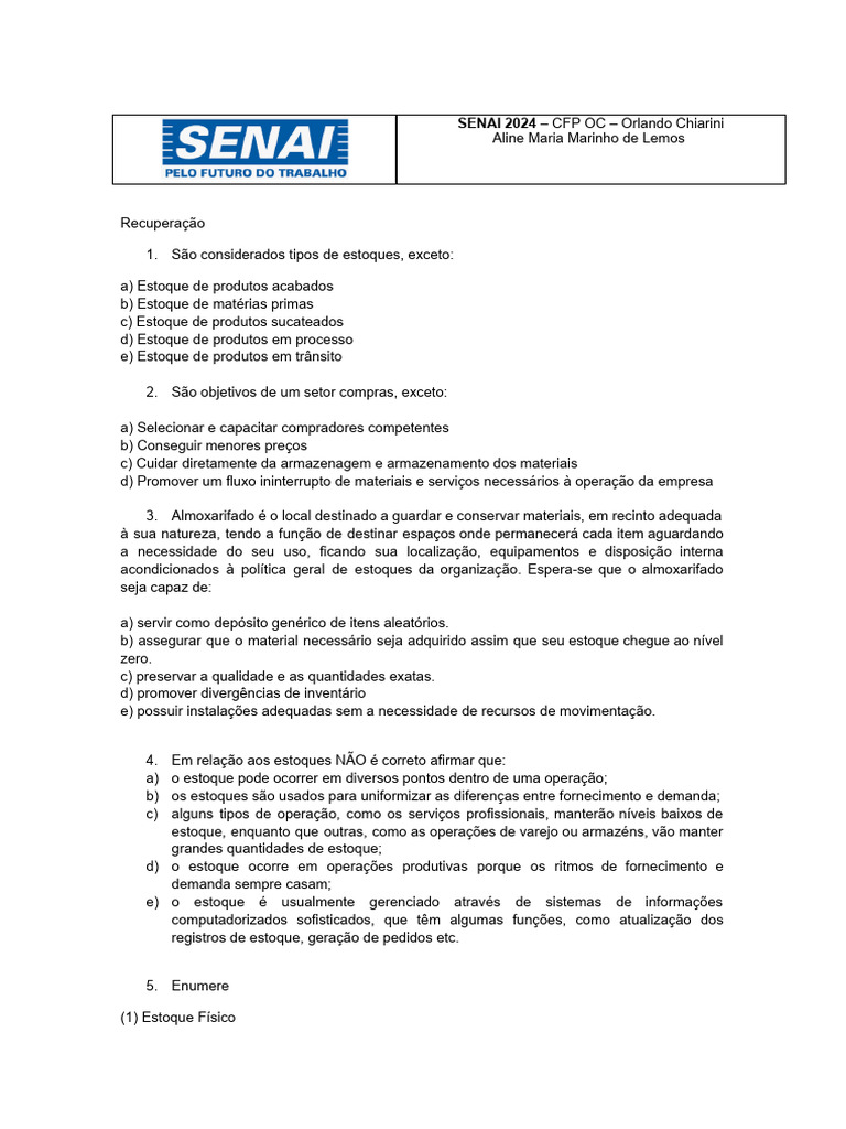 Análise de Estoques e Gestão de Compras | PDF | Contabilidade | Armazém