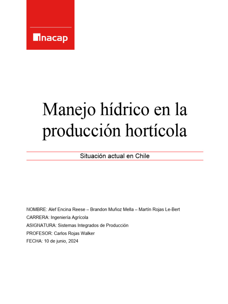 Manejo Hídrico Sip Pdf Riego Agua