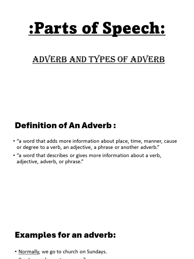 Adverbs and Their Types Explained | PDF | Adverb | Verb