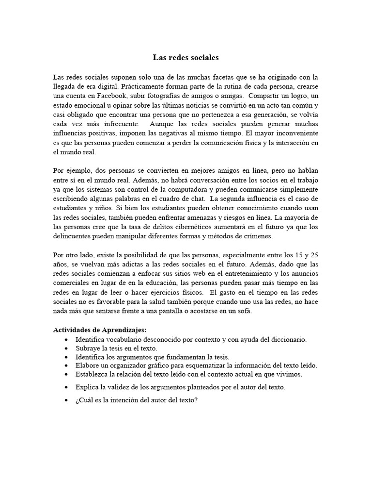 Las Redes Sociales | PDF | Redes sociales | Cultura popular y estudios ...