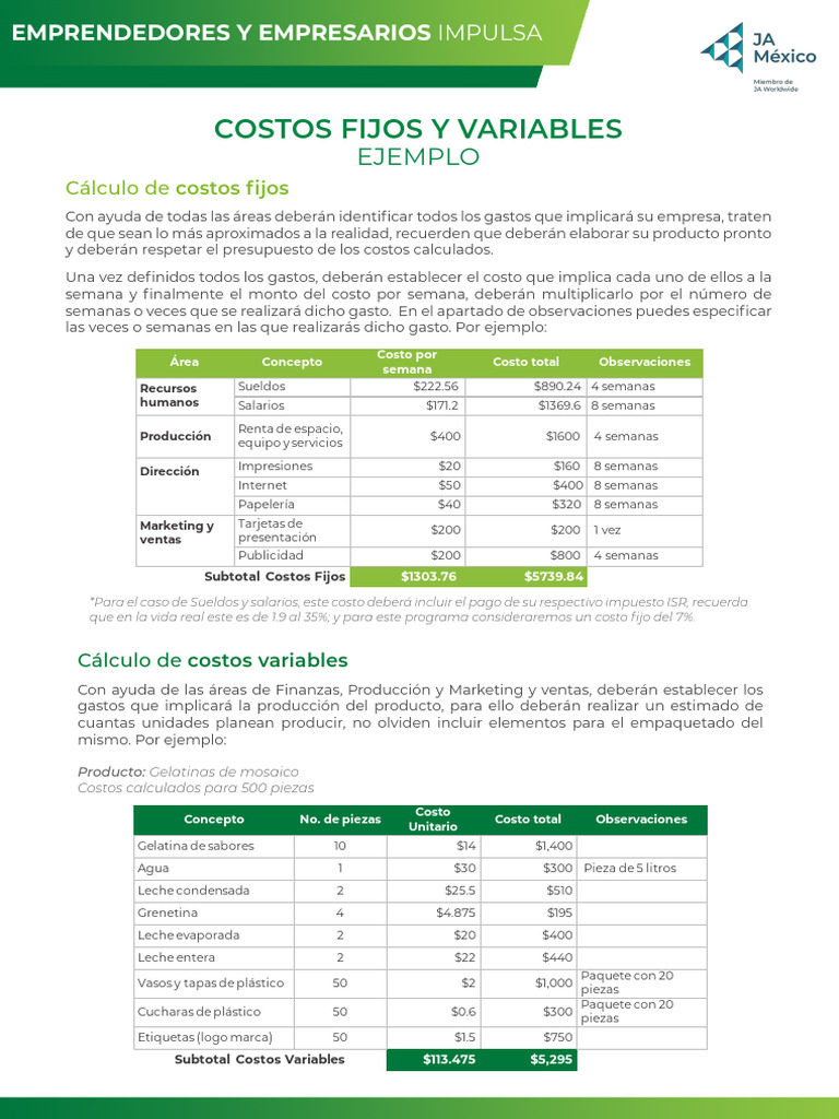 E&es7 - Costos Fijos y Variables - Ejemplo | PDF | Presupuesto | Economias