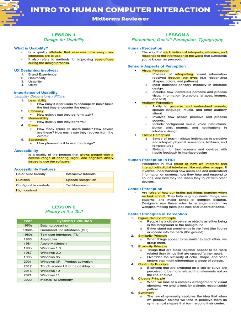HCI Reviewer | PDF | Virtual Reality | Graphical User Interfaces