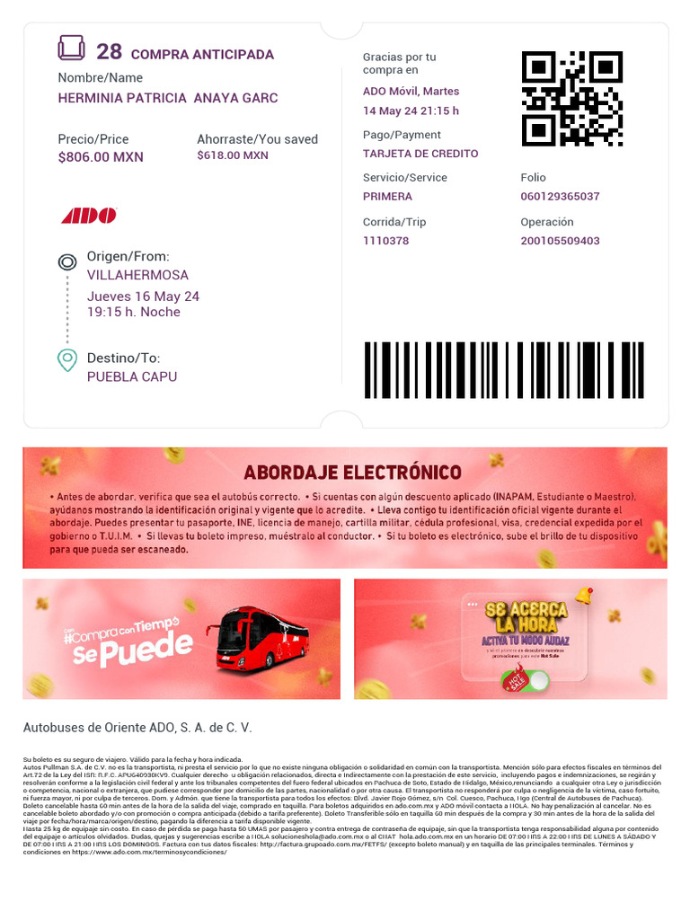 Tu Boleto ADO | PDF | Hospital | VIH / SIDA