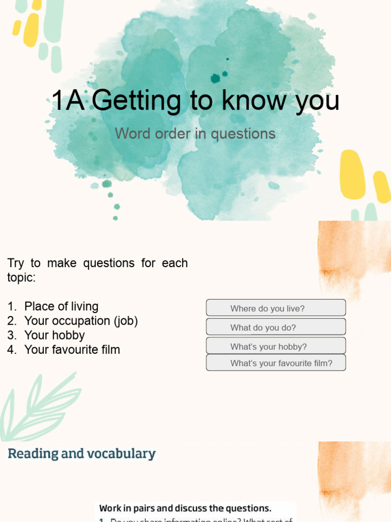 1A Getting To Know You | PDF