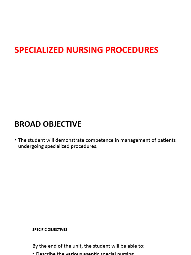 Intro To Specialized Nursing Procedures | PDF | Intravenous Therapy ...