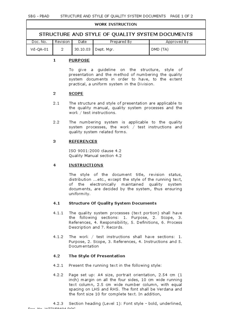 Quality System Document Guidelines | PDF | Business Process | Quality ...