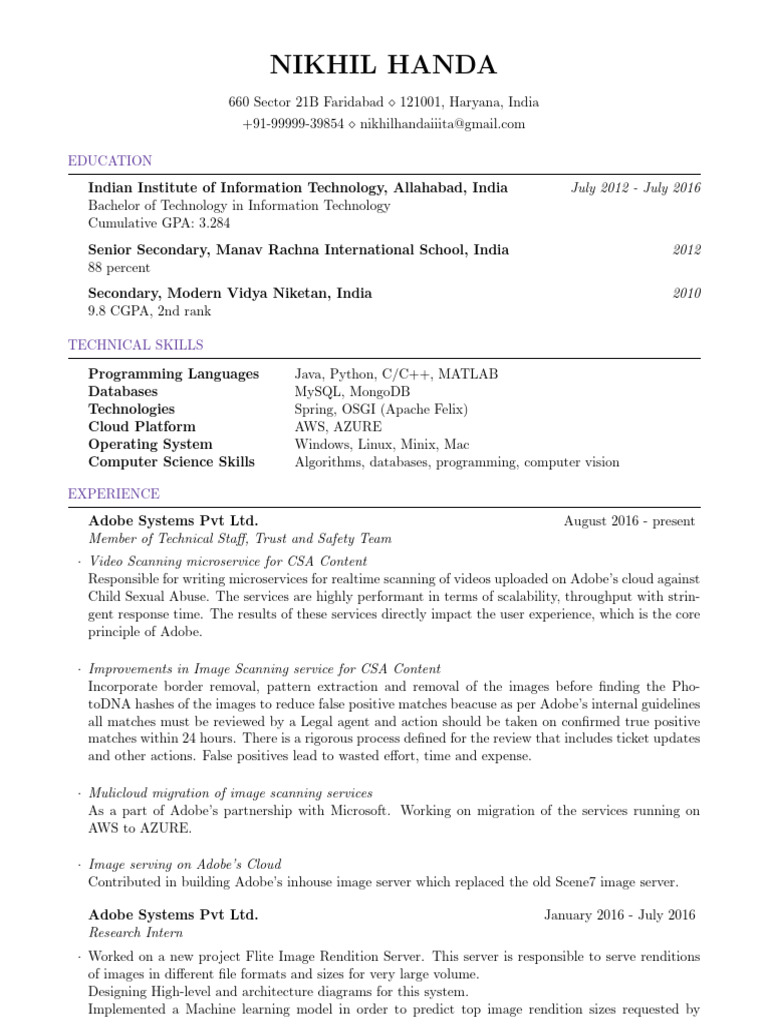 Nikhil Handa: Education | PDF | Cloud Computing | Software