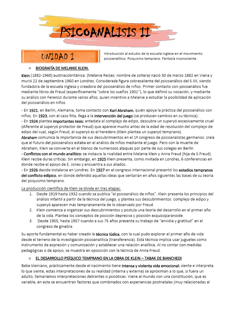 Resumen Psicoanalisis II | PDF | Psicoanálisis | Mente inconsciente