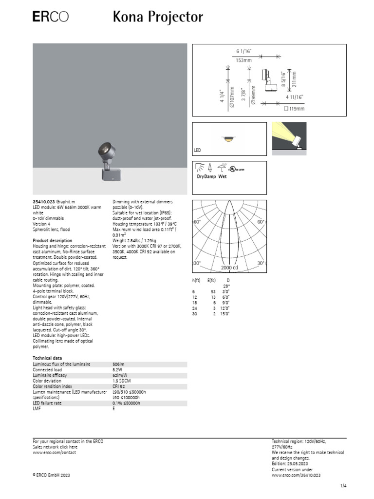 Kona Projector Technical Specifications | PDF | Lighting | Light ...