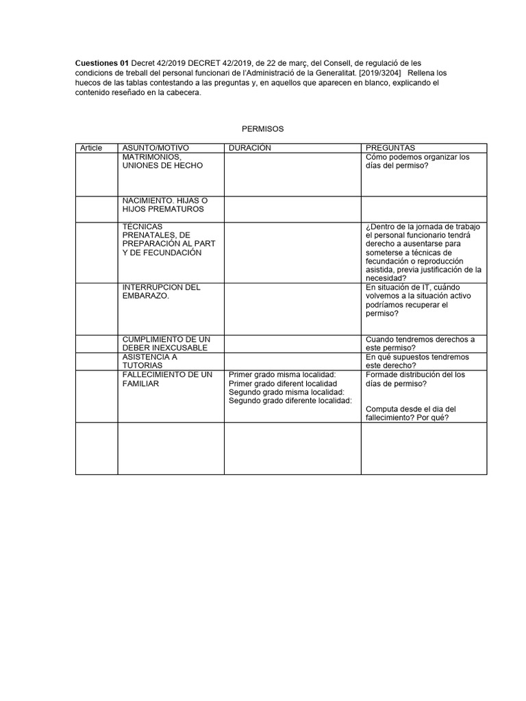 Cuestiones 01 Decreto 42-2019 | PDF