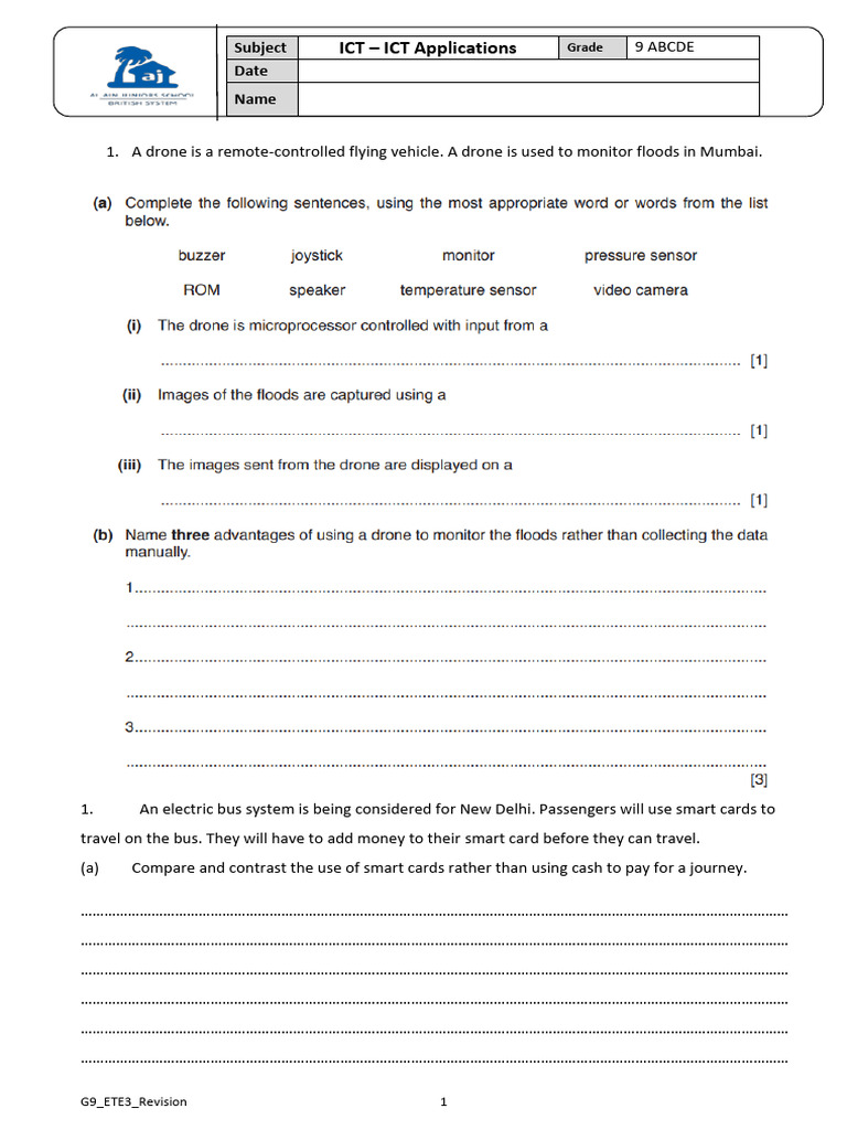 ETE3 ICT Application Revision - With Answer Key | PDF | Spreadsheet | Computing