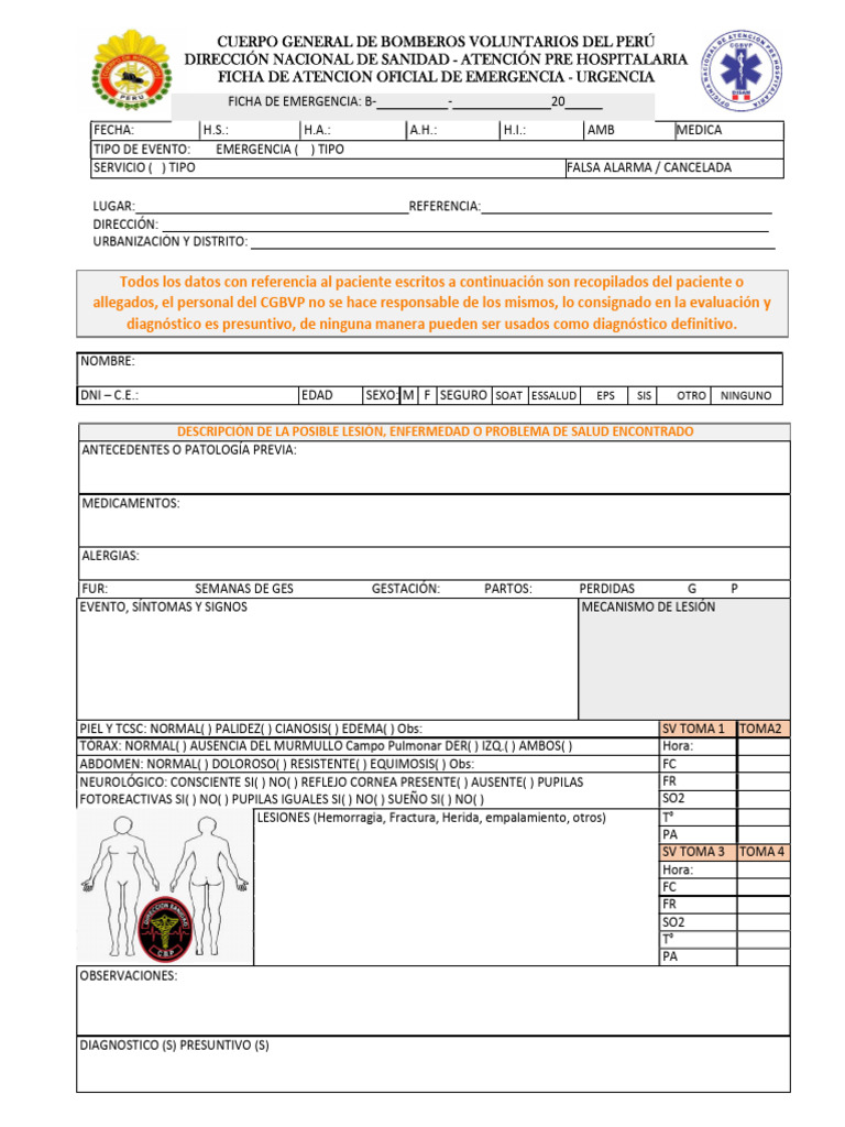 Ficha de Atencion Pre Hospitalaria Final | PDF | Causas de la muerte | Medicina