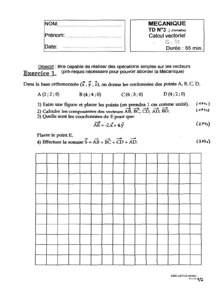 TD3 - Calcul Vectoriel | PDF