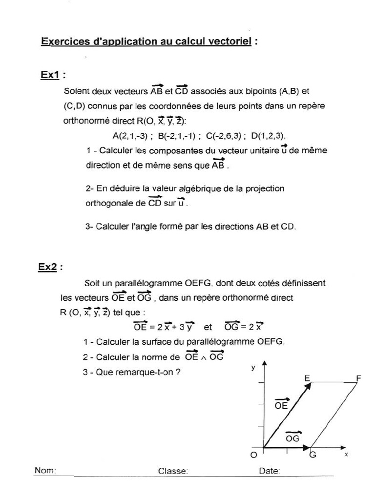 TD4 - Calcul Vectoriel Plus | PDF