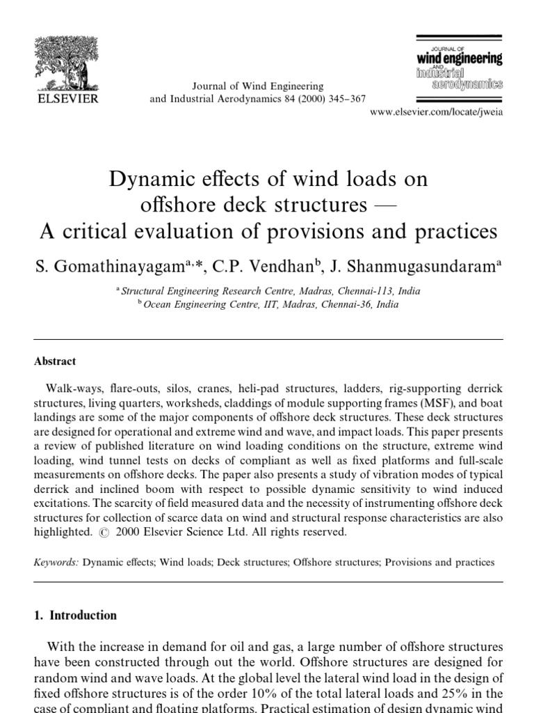 Wind Load Dynamics on Offshore Decks | PDF | Wind Tunnel | Tropical ...